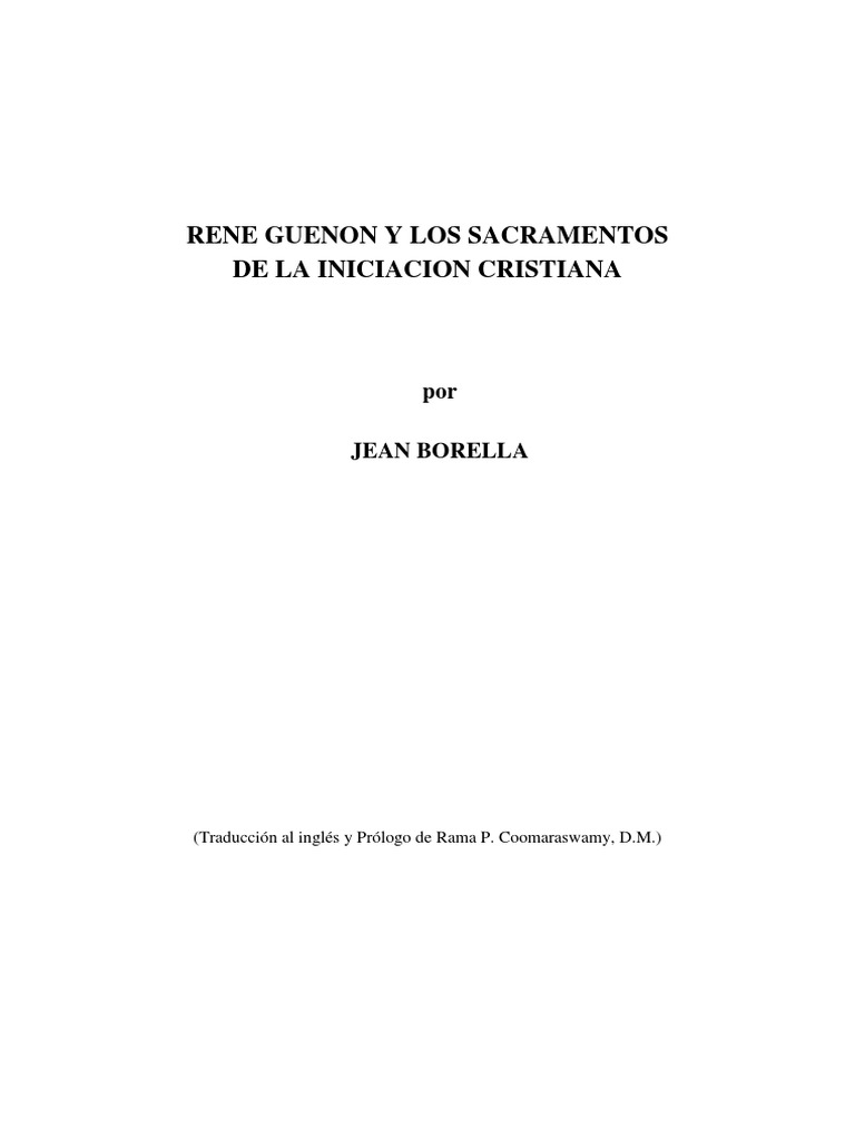 Rene Guenon y Los Sacramentos de La Iniciacion Cristiana | PDF ...