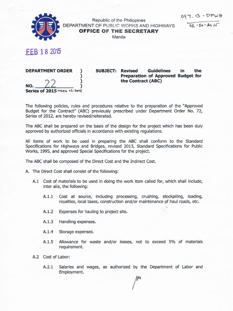 Revised Guidelines for Calculating the Approved Budget for the Contract ...