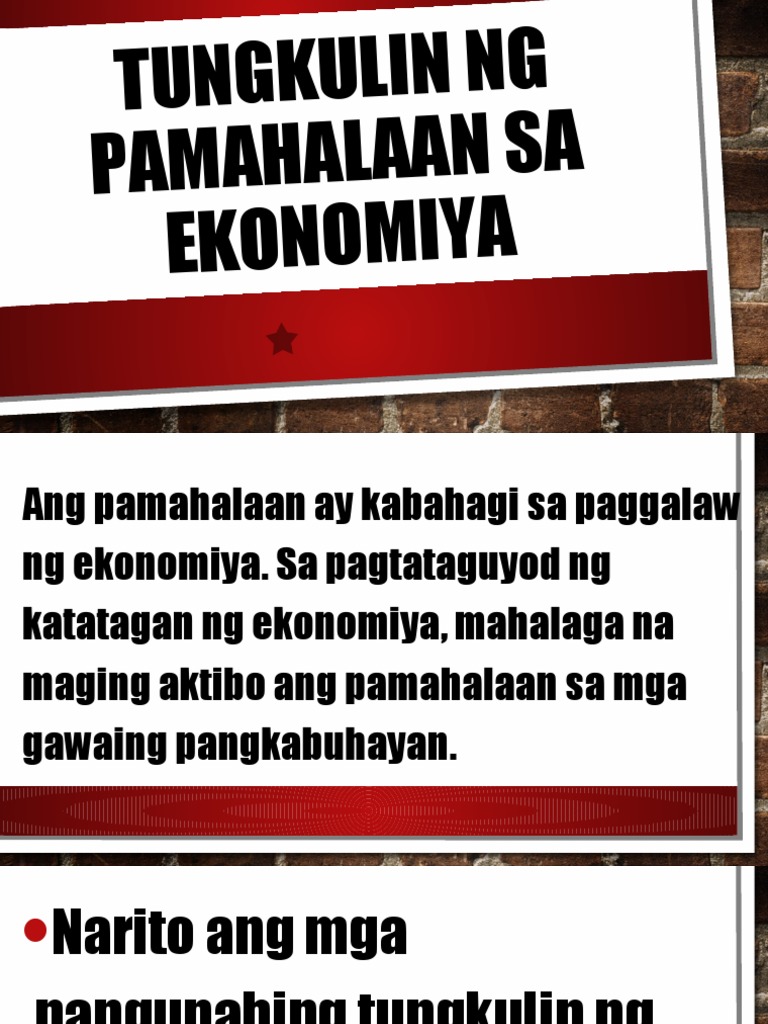Tungkulin NG Pamahalaan Sa Ekonomiya | PDF