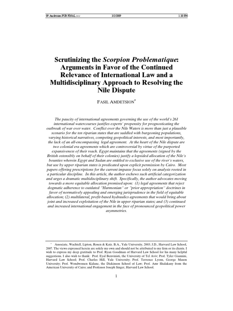 Amdetsion PUB Nile Dispute | PDF | Nile | Water Resources