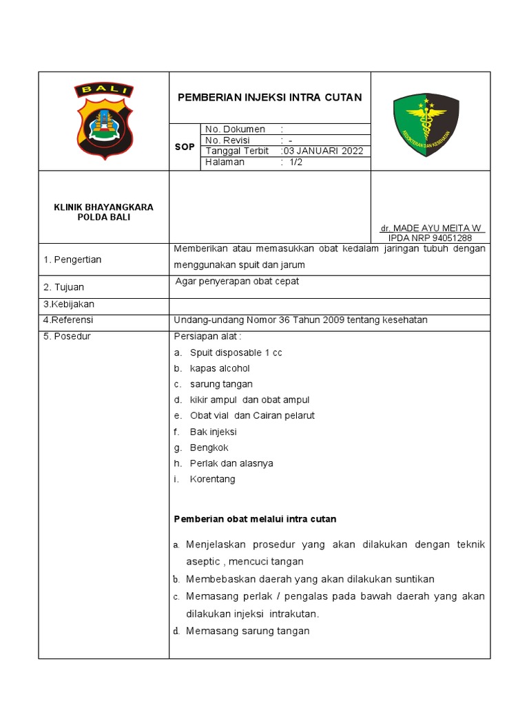 Sop Injeksi Ic | PDF