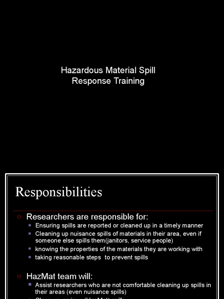 Hazardous Material Spill Response Guide | PDF | Hazards | Dangerous Goods