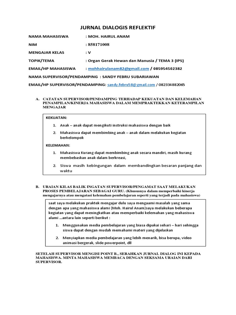 Format Jurnal Dialogis Reflektif | PDF