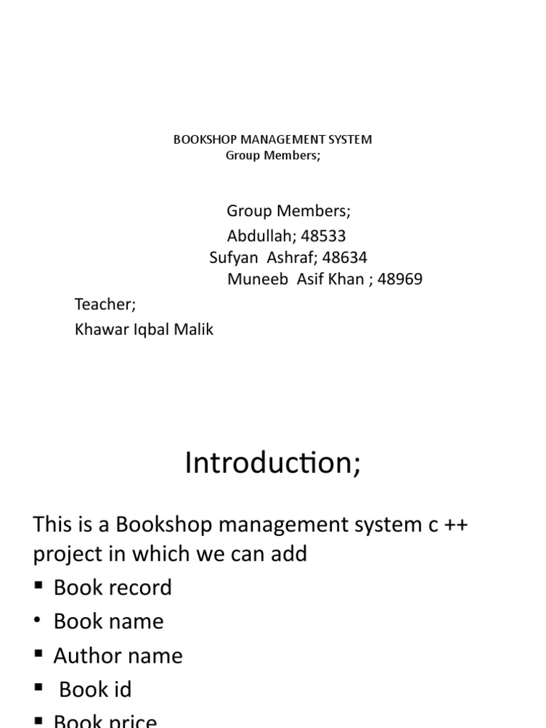 Bookshop Management System | PDF