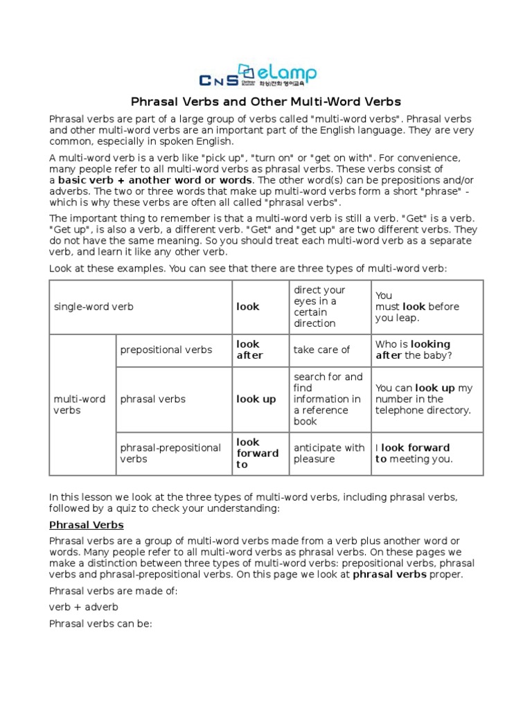 EG7 Handout Phrasal Verbs | PDF | Phrase | Verb