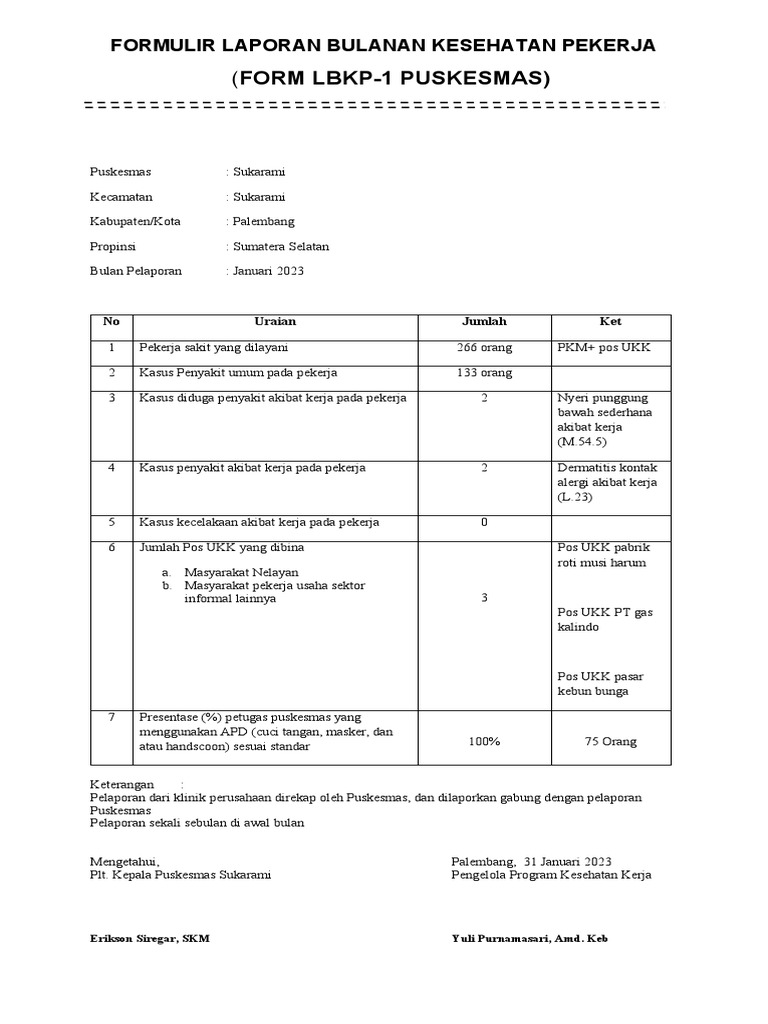 Laporan UKK Januari 2023 Edit | PDF