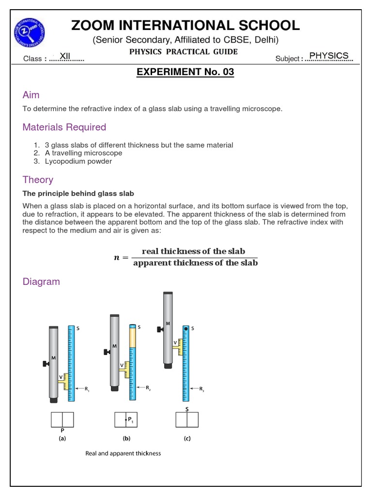 Travelling Microscope | PDF | Refraction | Refractive Index