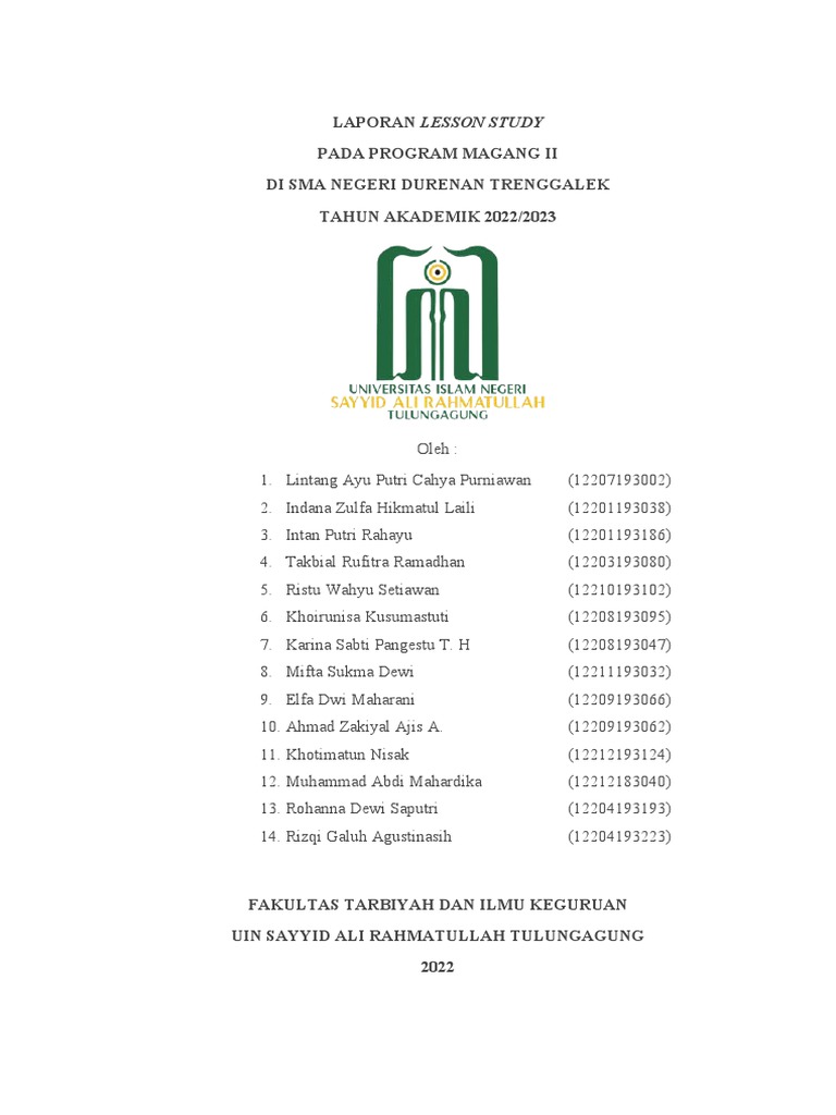 Laporan Lesson Study | PDF | Karier & Perkembangan