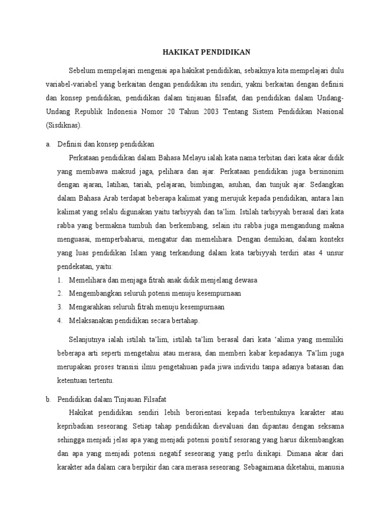 Hakikat Pendidikan | PDF