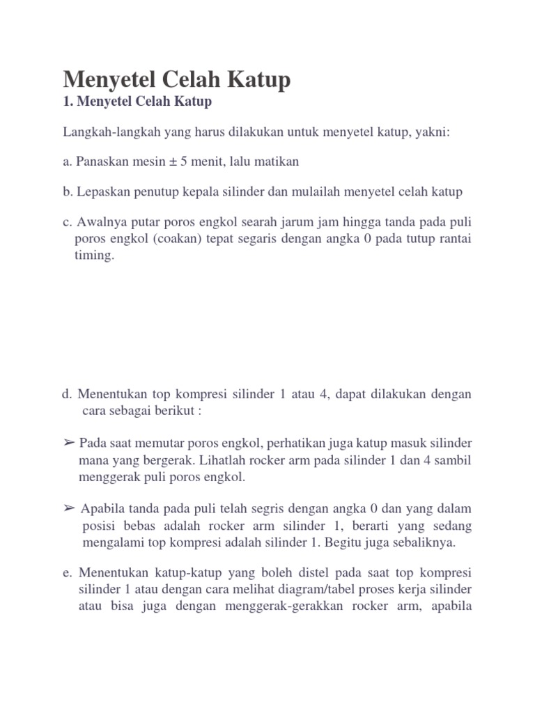 Panduan Menyetel Celah Katup Mesin | PDF