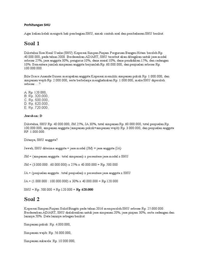 Perhitungan SHU | PDF