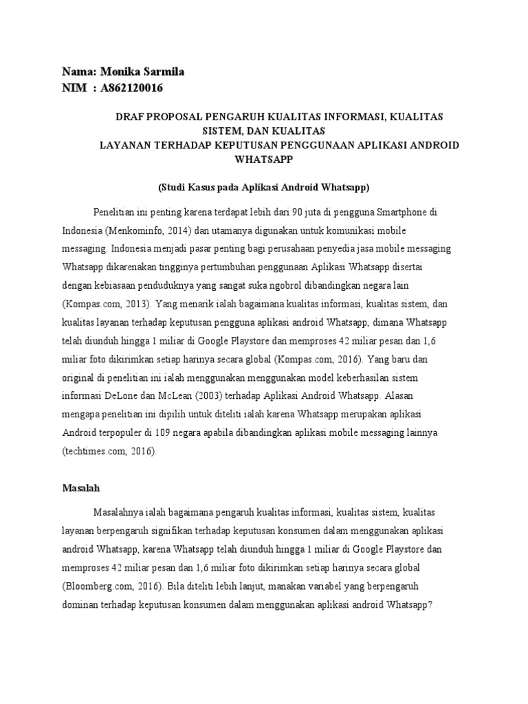 Draf Proposal Monika Sarmila | PDF