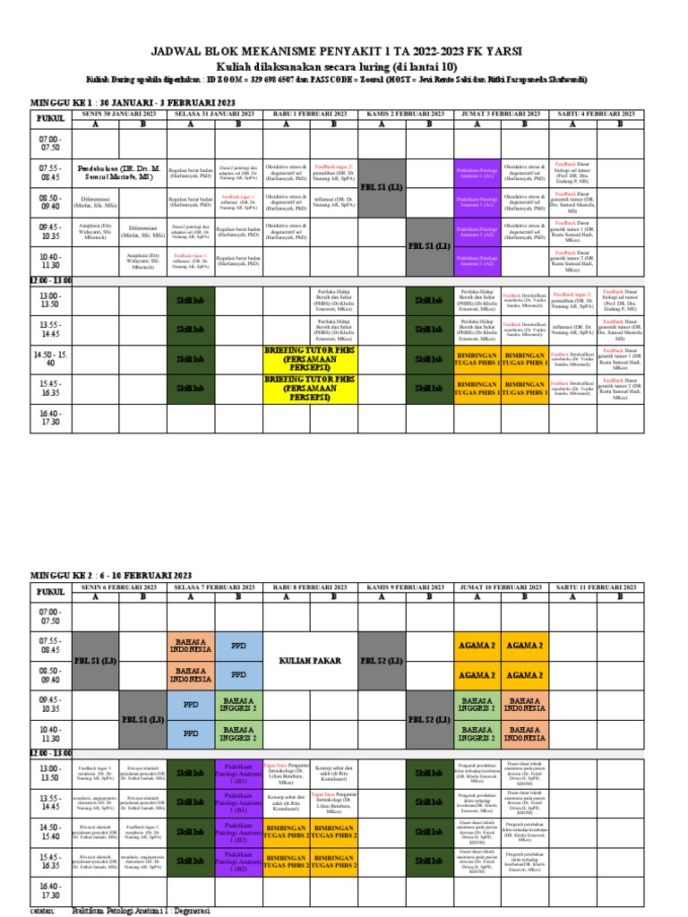 Jadwal Blok Mp1 Ta 2022-2023 Rev 2 | PDF