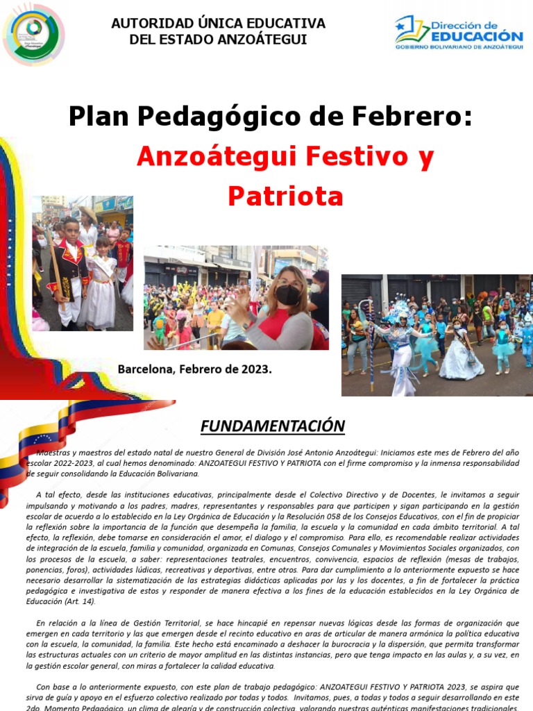 Plan Febrero Festivo y Patriota | PDF | Carnaval | Enseñando