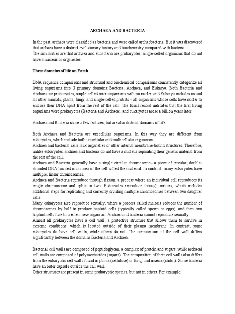 Archaea and Bacteria | Download Free PDF | Prokaryote | Cell (Biology)