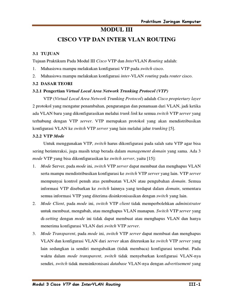 Cisco VTP & InterVLAN Routing | PDF