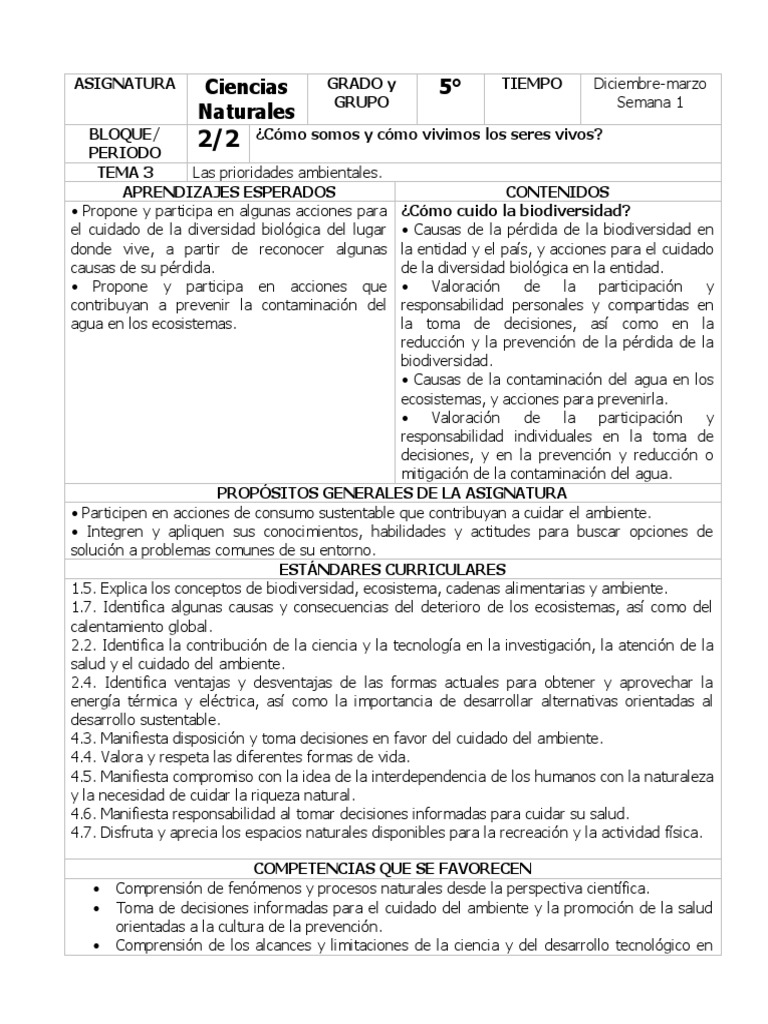 5to Grado Ciencias Naturales (2019-2020) | PDF | Mezcla | Biodiversidad
