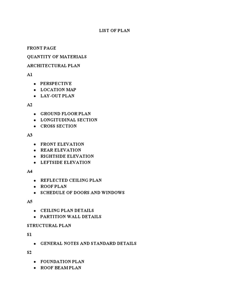 List of Plan | PDF
