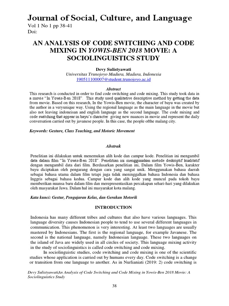 An Analysis of Code Switching | PDF