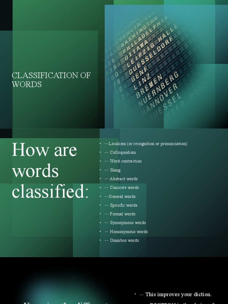 Word Classification Types Explained | PDF | Slang | Jargon