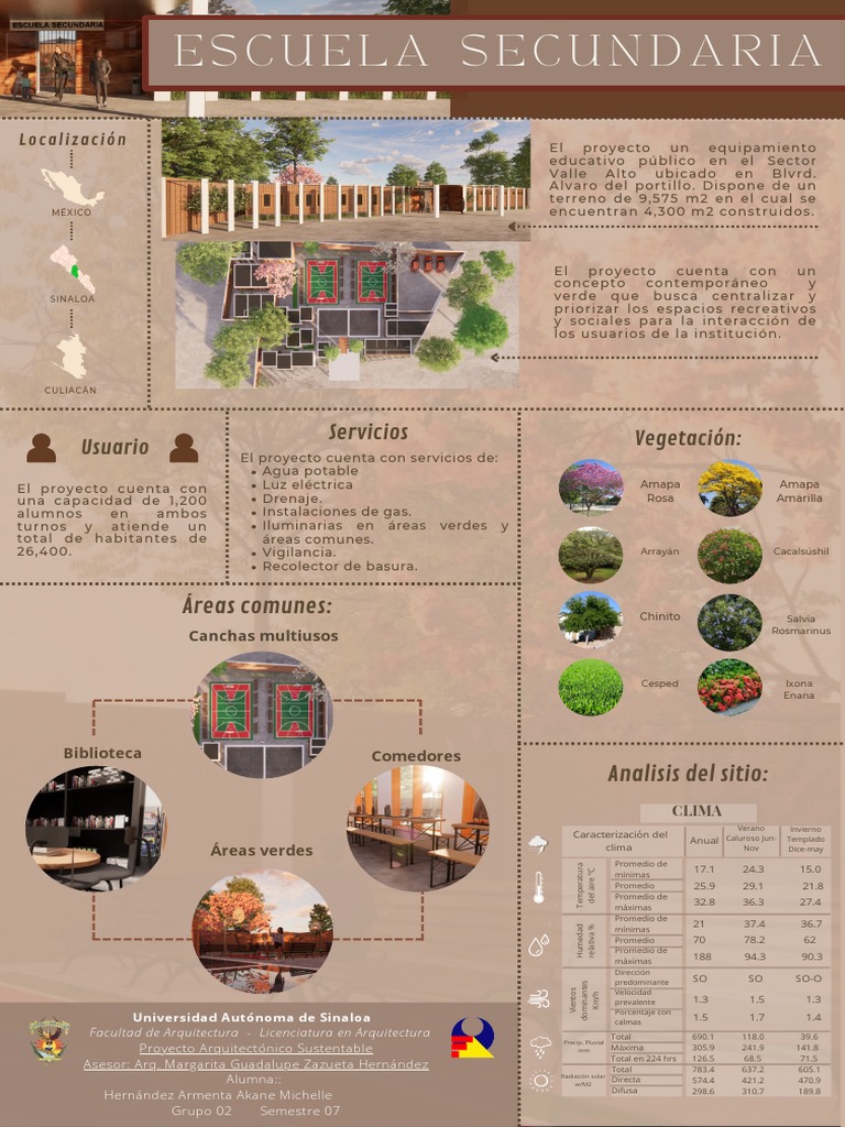 Proyecto Arquitectónico Escuela Secundaria | PDF | Naturaleza