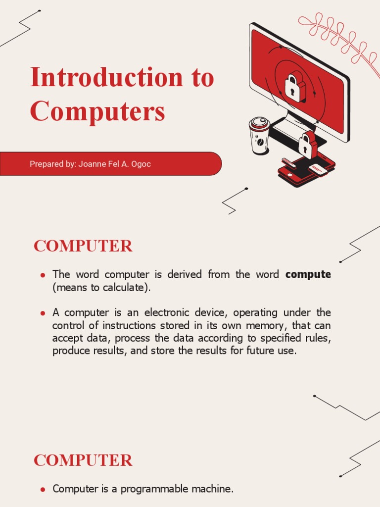 Lesson 1 Introduction To Computers Pdf Equipment Computer Architecture