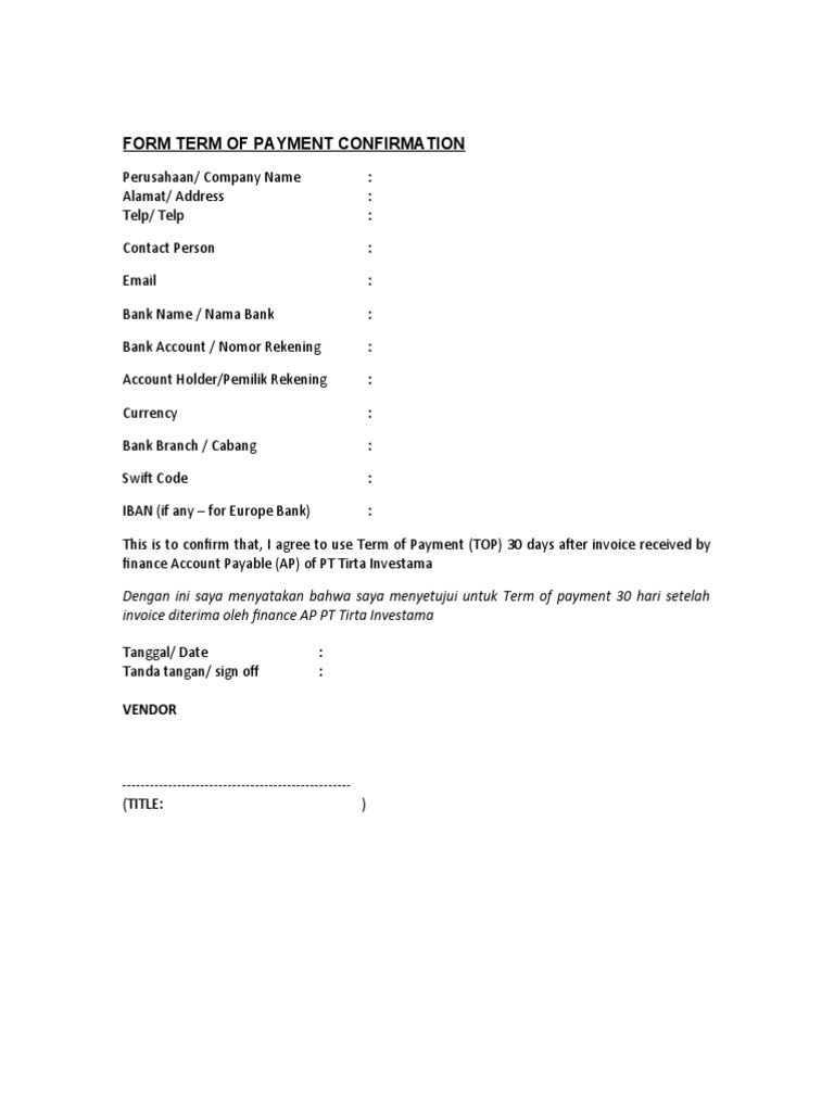 Payment Confirmation Form Template | PDF | Finance & Money Management