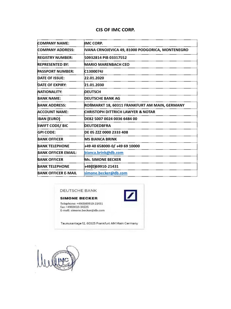 Cis of Imc Corp | PDF