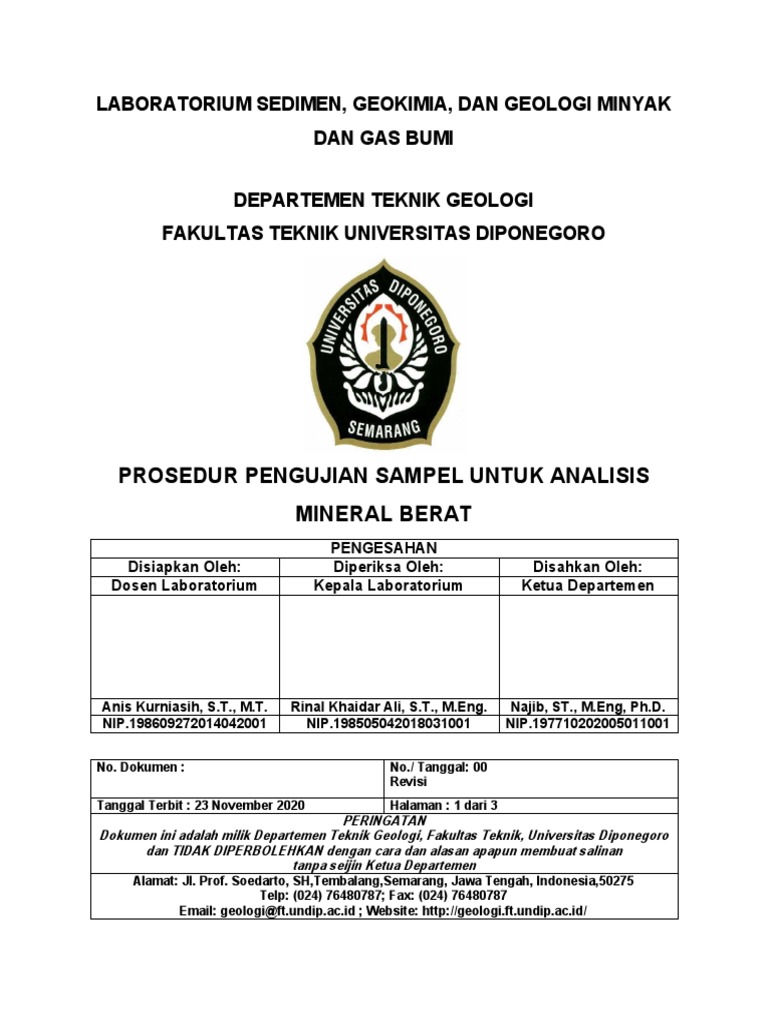 SOP Analisis Mineral Berat Lab SGG | PDF