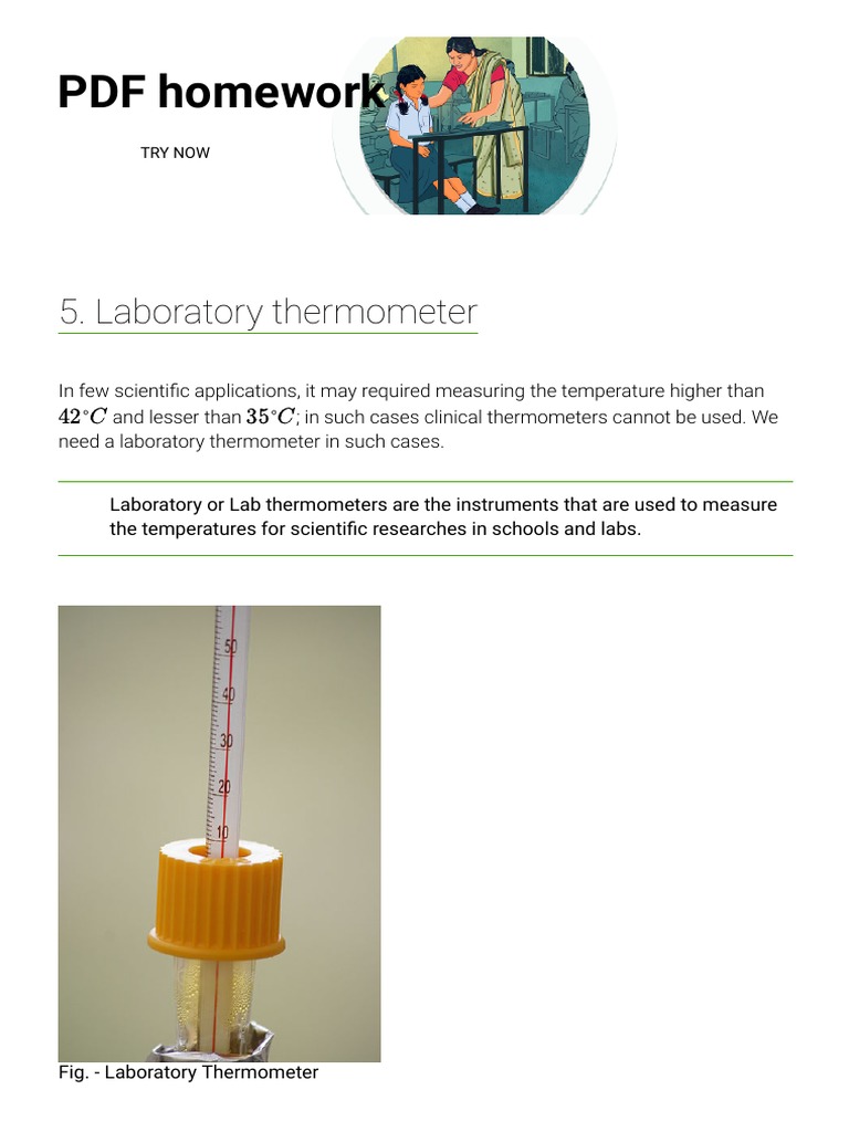 Laboratory Thermometer Overview for Class 7 | PDF | Thermometer ...