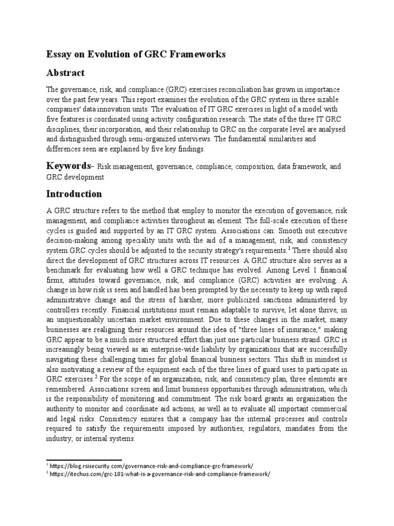 Evolution of GRC Frameworks Analysis | PDF | Risk | Innovation