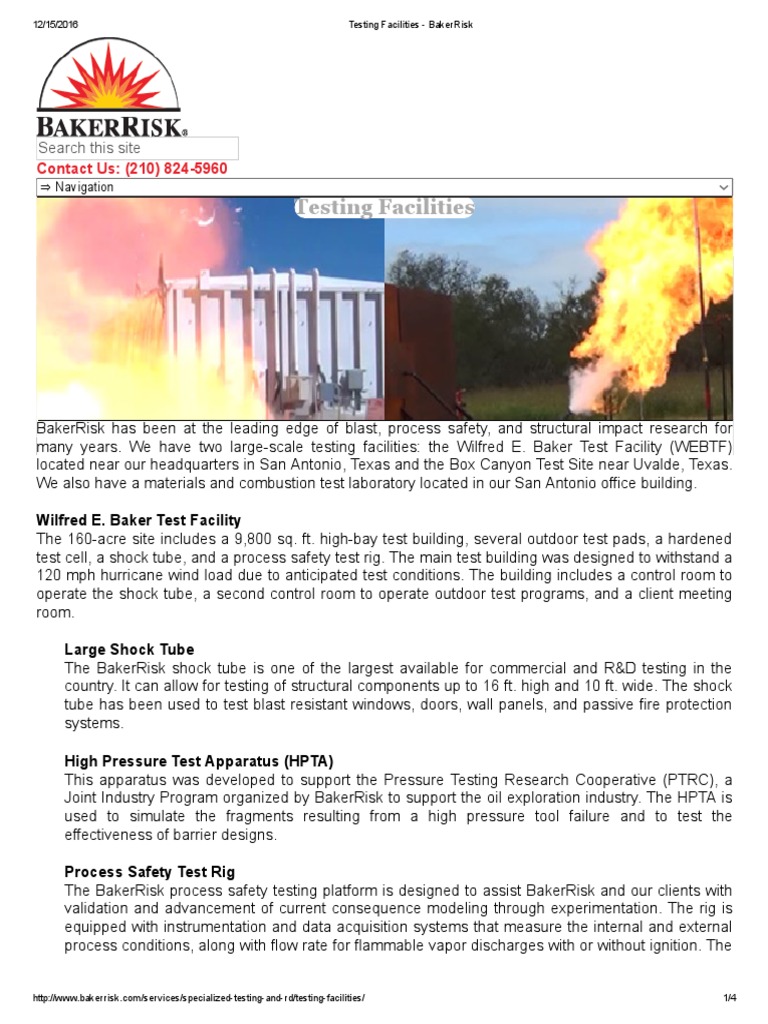 Testing Facilities - BakerRisk | PDF | Explosion | Laboratories