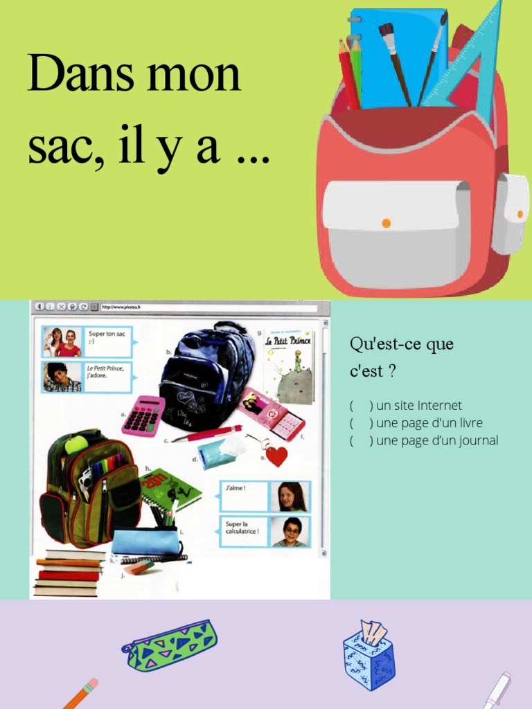 Dans Mon Sac, Il y A... | PDF | Instruments d'écriture | Matériaux pour ...