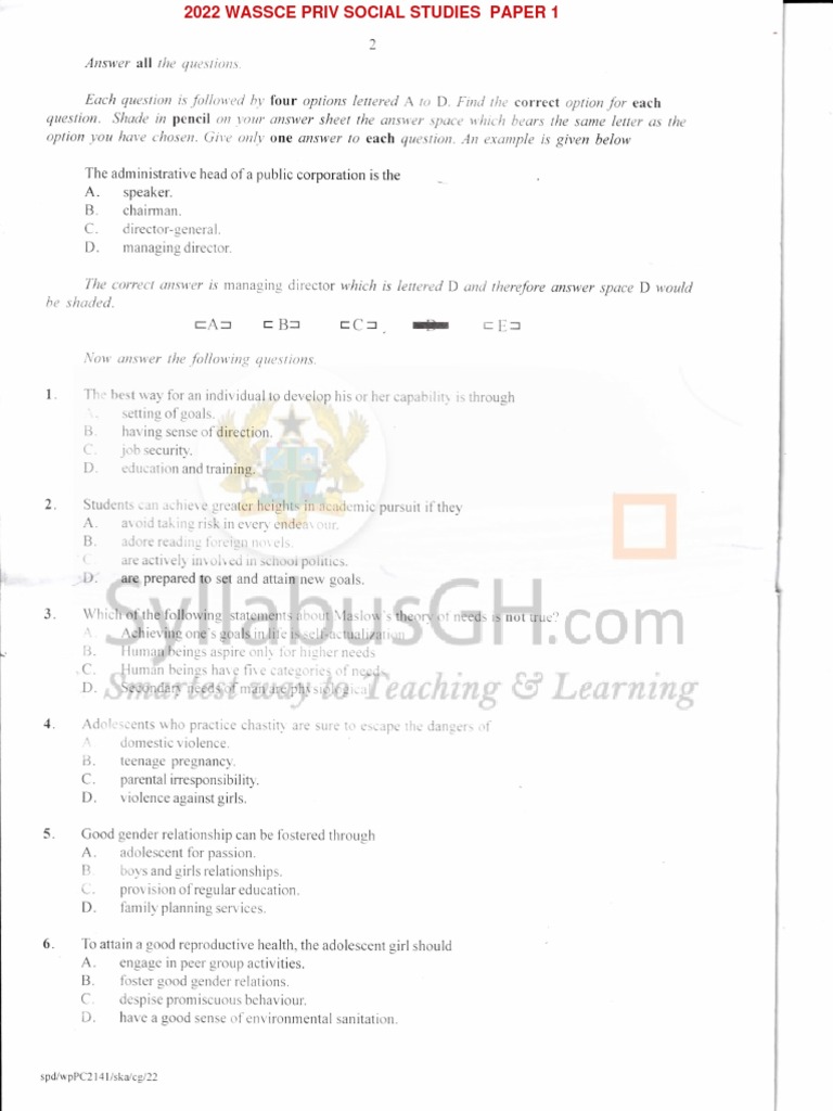 WASSCE 2022 Social Studies Questions | PDF | Peacebuilding | New ...