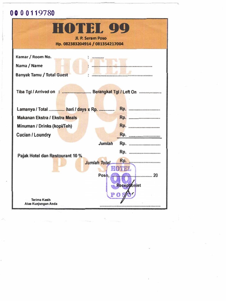 Nota Hotel 99 | PDF