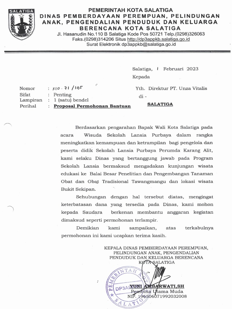 Proposal Permohonan Bantuan Sekolah Lansia | PDF