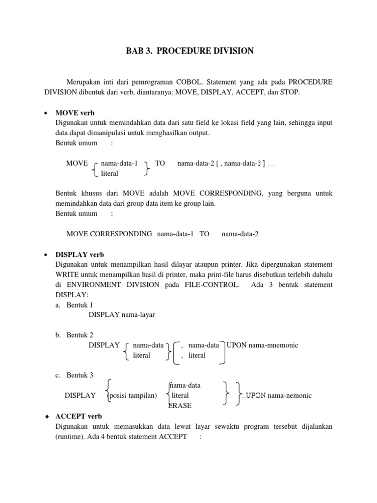 Bab 3 Cobol | PDF | Komputer