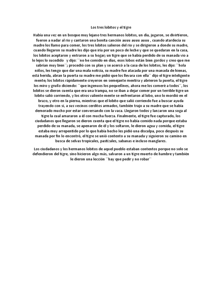 Los Tres Lobitos Y El Tigre Pdf