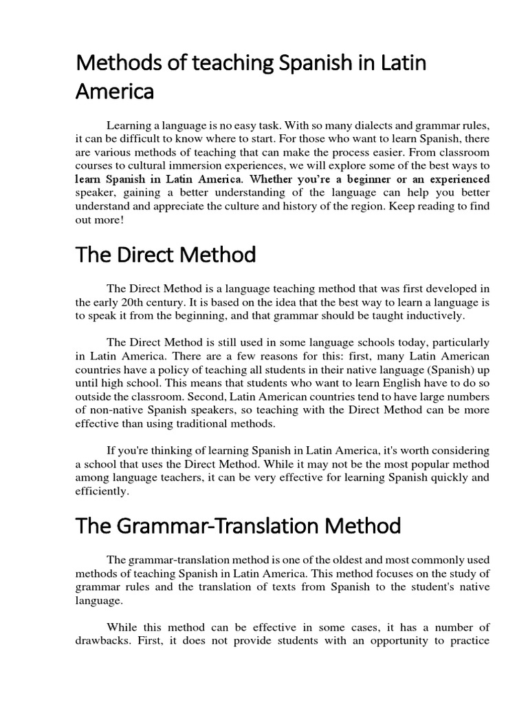 Methods of Teaching Spanish in Latin America | PDF | Language Education ...