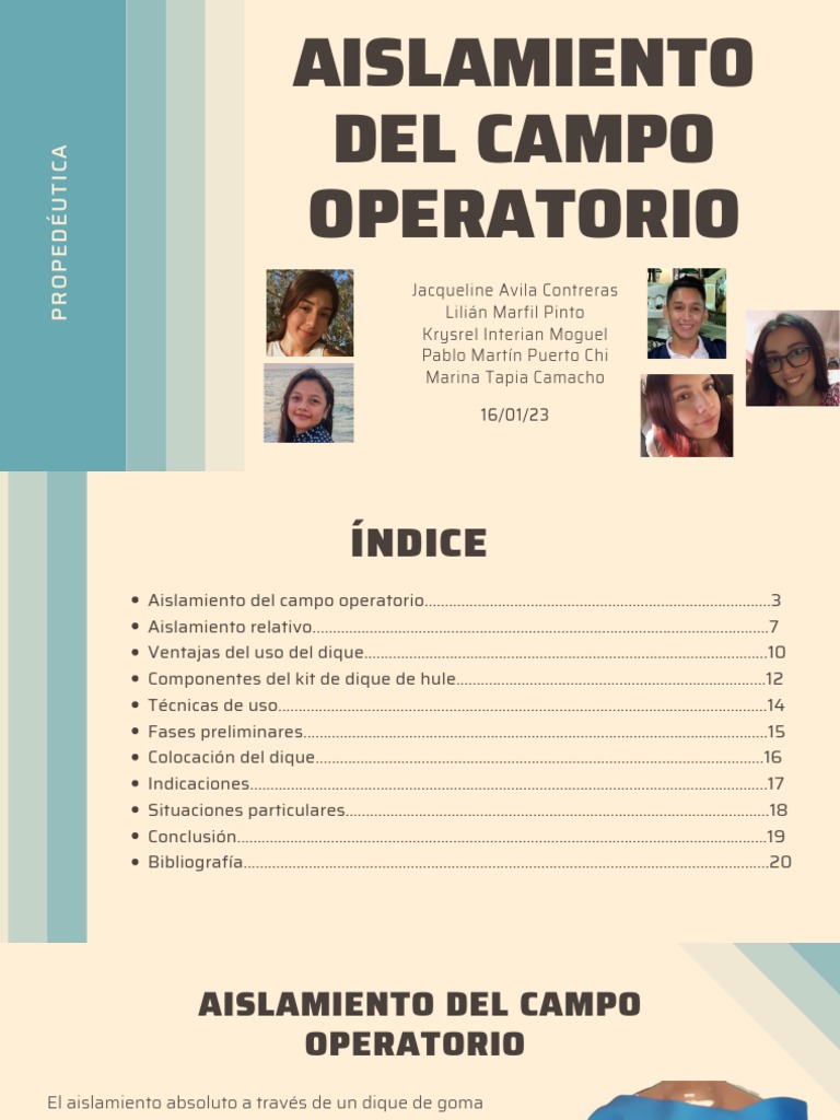 Aislamiento Del Campo Operatorio | PDF | Diente