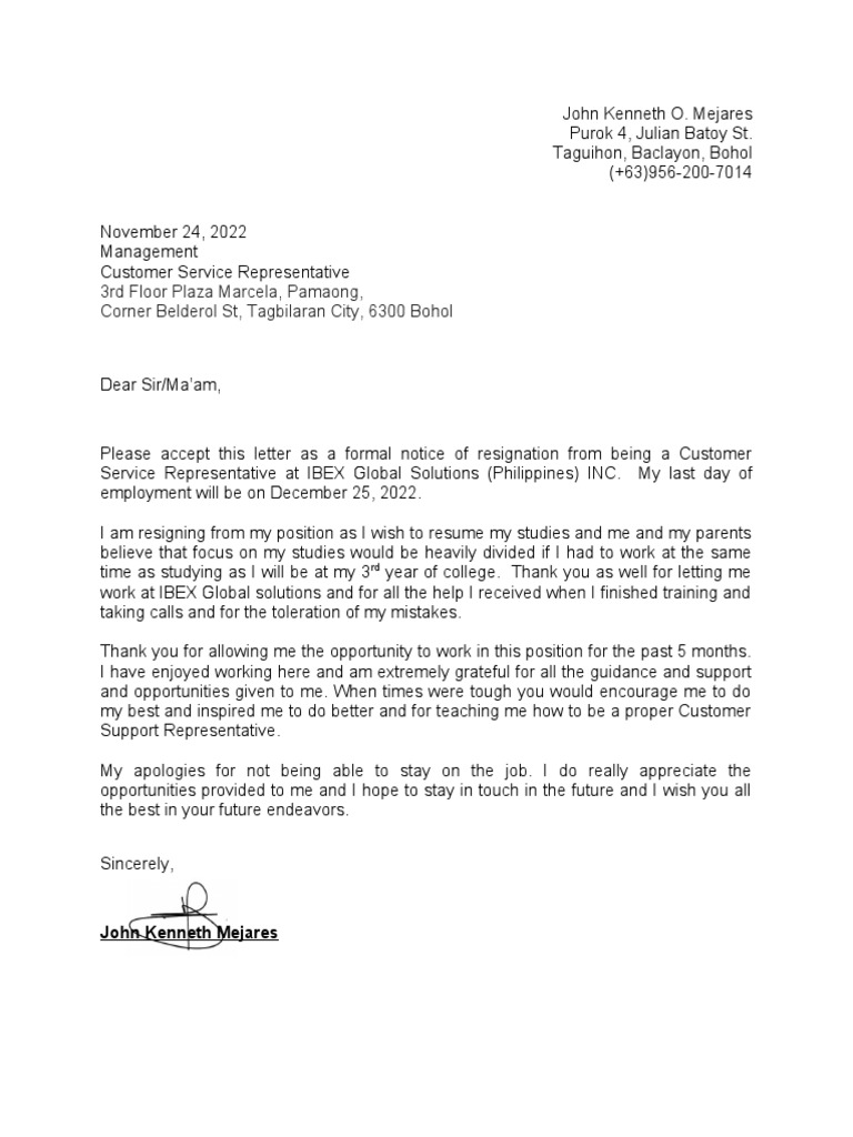 Letter of Resignation | PDF | Career & Growth | Self-Improvement