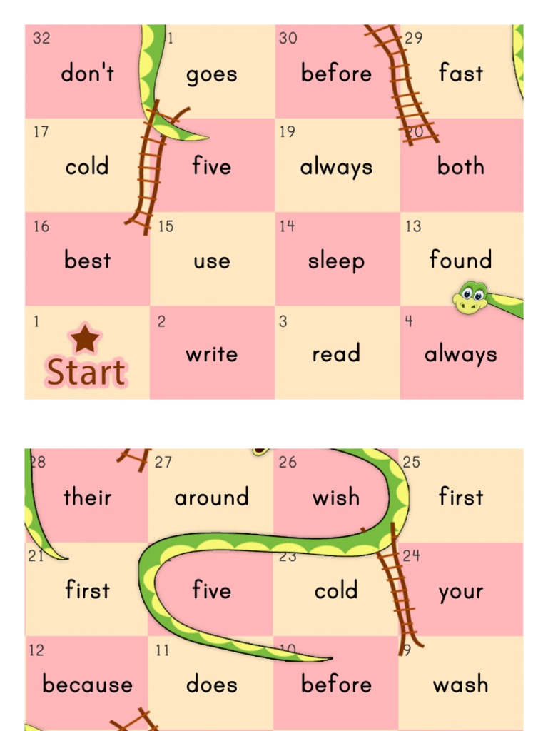 Sight Words Snakes Ladders Dolch 2nd Grade | PDF