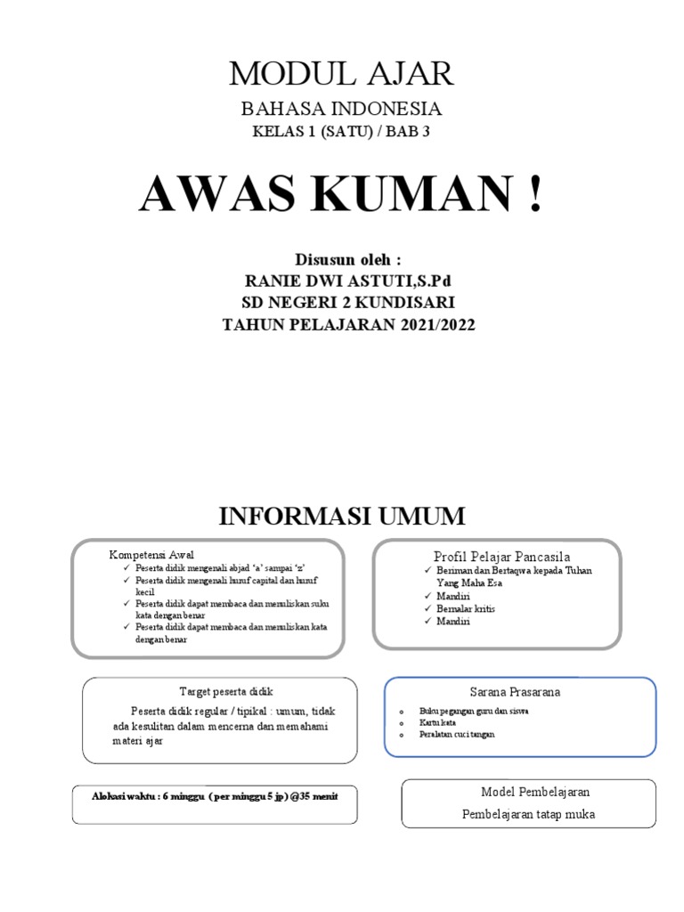 Contoh Modul Ajar | PDF Contoh Modul Ajar | PDF