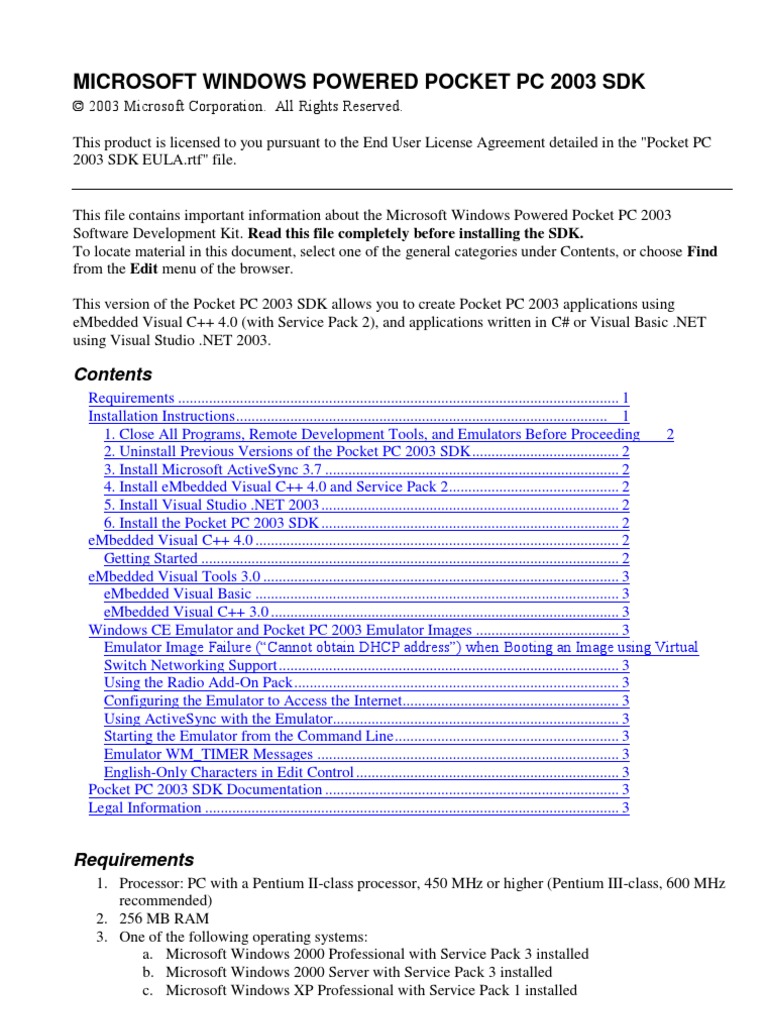 Microsoft Windows Powered Pocket PC 2003 SDK | PDF | Microsoft Visual ...