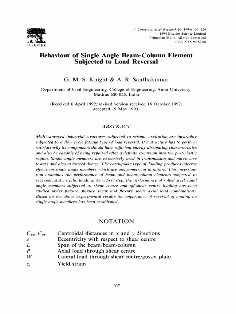 Behaviour of Single Angle Beam-Column Element Subjected To Load ...