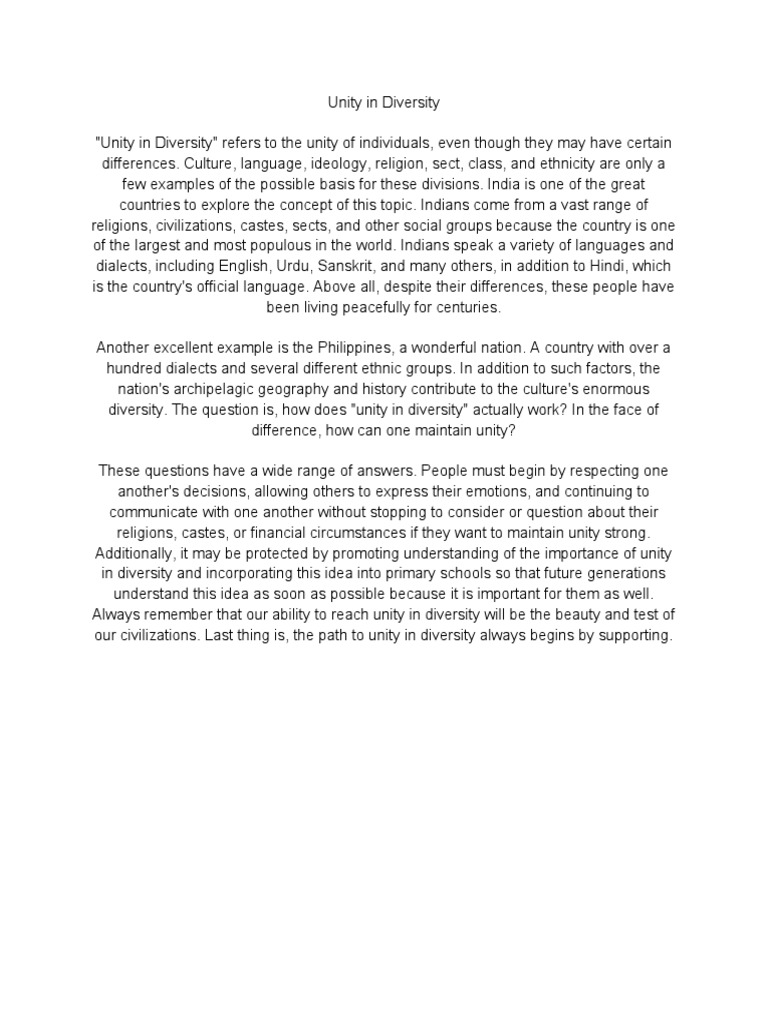 Unity in Diversity | PDF