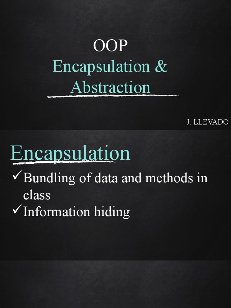 Lecture 4 OOP - Encapsulation & Abstraction | PDF | Computers | Technology & Engineering