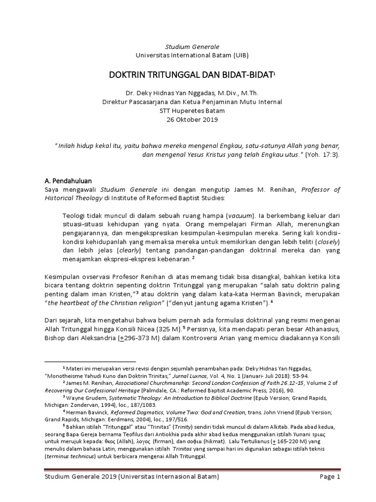 Doktrin Tritunggal and Bidat Bidat | PDF | Agama & Spiritualitas