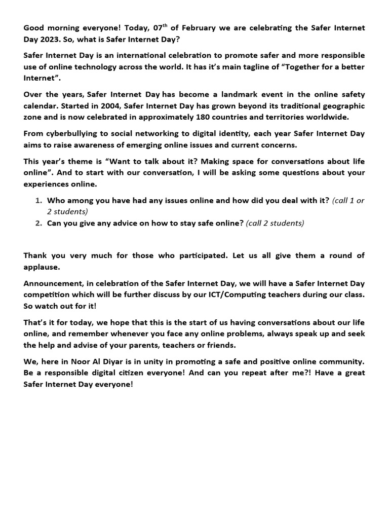 Safer Internet Day | PDF