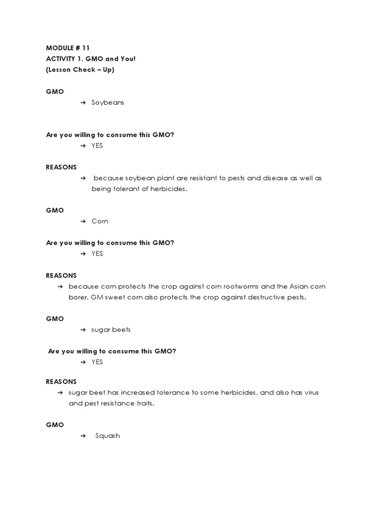 Module 11 Sts | PDF | Genetically Modified Organism | Genetic Engineering